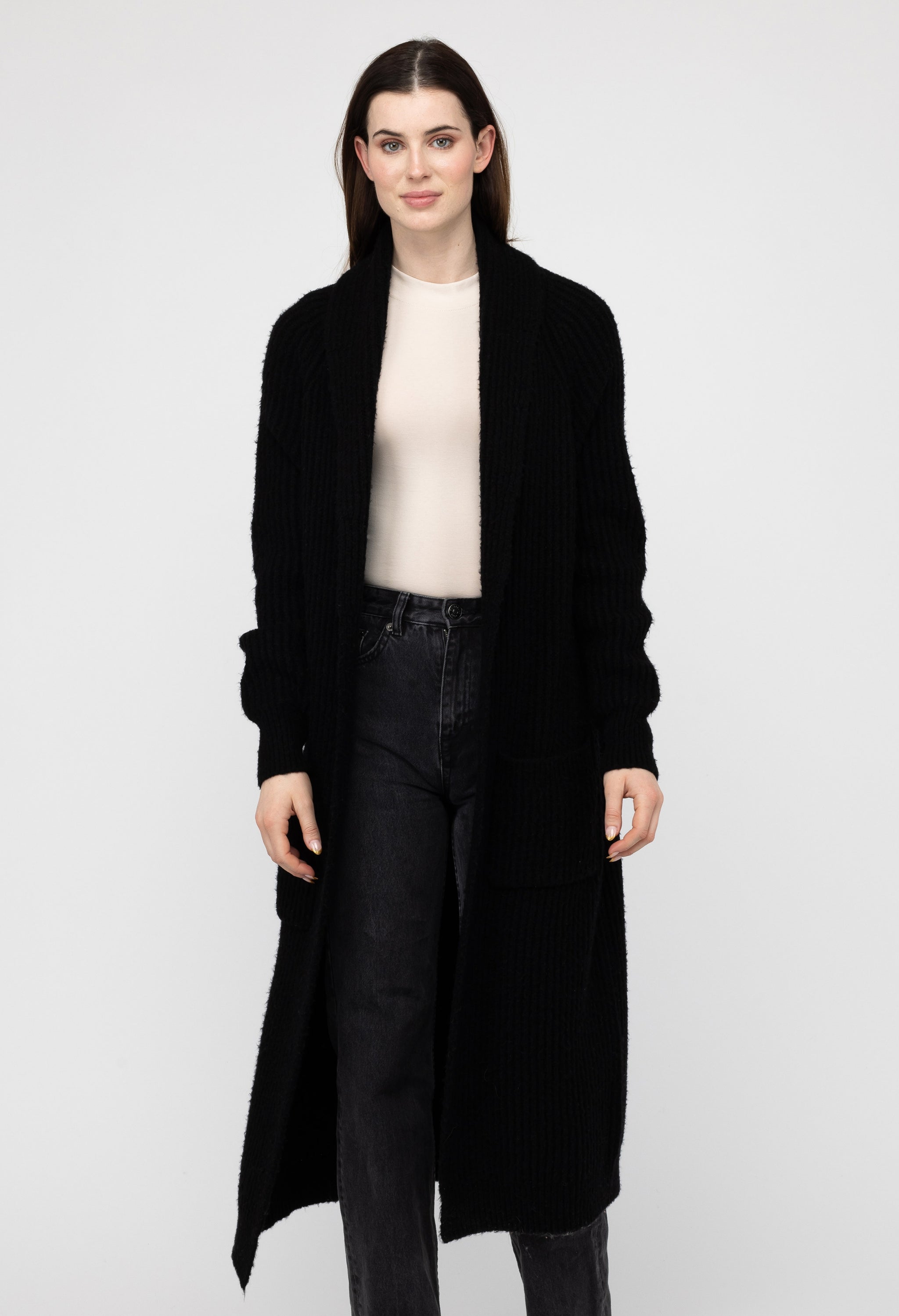 Van Kukil Cashmere Long Ribbed Cardigan